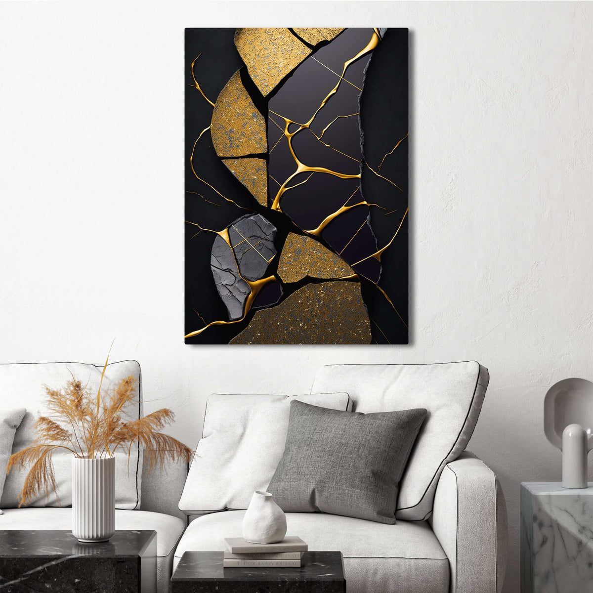 Tableau Abstrait Or et Noir | TableauDecoModerne®